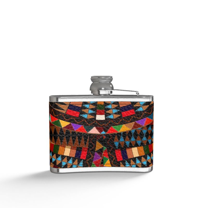 Sacred Baskets - Leather Wrapped Groomsman Hip Flask – Abenaki to Zuni